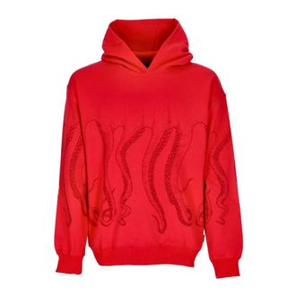 Octopus Roter Leichter Hoodie mit Tentakeldruck - - Sweatshirts & Hoodies - Herren - Rot - XS