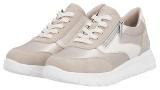 Remonte Keilsneaker REMONTE, Damen, Gr. 36, beige, creme, Lederimitat, Schuhe, Schn&uuml;rschuh, Halbschuh, Casual-Sneaker mit seitlichem Rei&szlig;verschluss