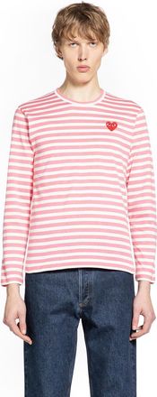 Comme Des Gar&ccedil;ons Heart Striped Cotton Long Sleeve T-Shirt