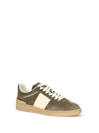 Valentino Garavani Mens Low Top Upvillage Sneakers Suede Split Leather And Nappa Calfskin Army Green-Army Green-Glace-Glace-Ambra Green/army Green-glace/glace/ambra