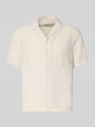 GANT Regular Fit Leinenhemd mit Brusttasche und Label-Stitching