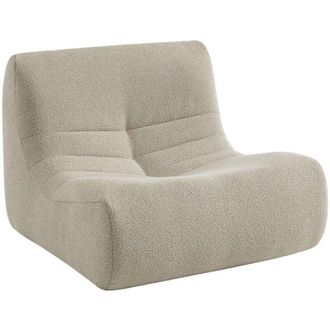 Sweeek Fauteuil chauffeuse en bouclette texturée beige style contemporain 1 place