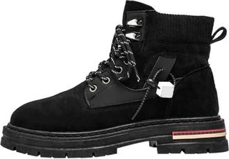 Generic Bottines Homme Plates Lacets Bottines de Randonn&eacute;e Marche en Daim R&eacute;tro Patchwork Semelle &Eacute;paisse Antid&eacute;rapante Tendances Chaussures Pour Ext&eacute;rieures 