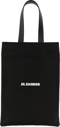 Jil Sander Mens Tote Bag With Logo Black Cotton Shoulder