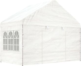 vidaXL Vidaxl - Belvédère avec toit blanc 4,08x2,23x3,22 m polyéthylène