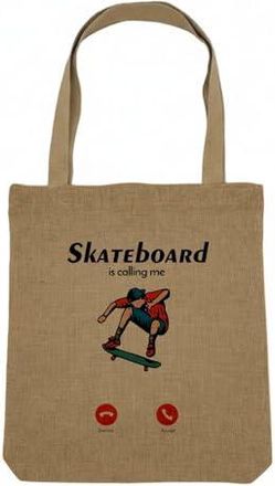 Fabulous Sac Shopping Tote Bag Aspect Lin - Skateboard Is Calling Me Passion Street Culture - Sac de Courses Toile Epaisse 360g Beige Naturel Cabas Port&eacute; Epaul