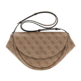 Guess Coleen Monogramme Flap Bag - - Bags - Damen - Beige - ONE SIZE