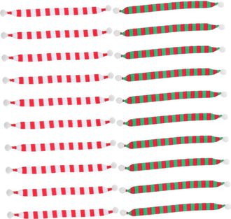 BESPORTBLE Kleiner Weihnachtsschal 20 St&uuml;ck Gestrickte Puppen und Weinflaschenschals 22cm lang Inklusive Bommeln f&uuml;r Weihnachtsbasteln und Festliche Tischdekorat