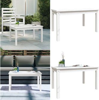 vidaXL Vidaxl - Gartentisch Wei&szlig; 82,5x50,5x45 cm Massivholz Kiefer - Gartentisch - Esszimmertisch - Holzm&ouml;bel - Terrassenm&ouml;bel - Gartenlounge - Home & Living