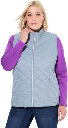 Ulla Popken Hyprar Funktions-steppweste, Wasserabweisend, Stehkragen Gilet, Gris/Bleu, 54-56 Femmes