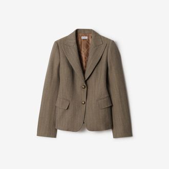 Burberry Veste tailleur en laine moulin&eacute;e, Size: 06