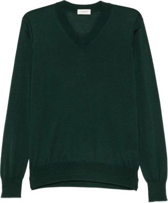 Paolo Pecora Pull &agrave; col en V - Homme - Pulls - Vert - Taille: M