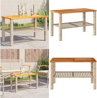 vidaXL Vidaxl - Gartentisch Beige 70x38x42 cm Poly Rattan Akazienholz - Gartentisch - Esstisch - Terrassenm&ouml;bel - Gartenm&ouml;bel - Rattan Tisch - Home & Living