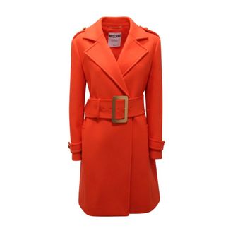Moschino Orangener Wollmischungsmantel mit verstellbarem G&uuml;rtel - - Coats - Damen - Orange - M