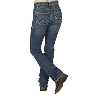 Wrangler Jean déquitation - Coloris : blue Willow - Jean bottillon mi-taille - Pour femme - Bleu - 15W x 36L