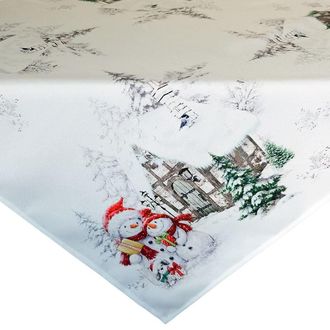 Matches 21 Tischdecke Robina 85 x 85 cm mit Winterlandschaft Schneemänner & Häuschen Mitteldecke Polyester