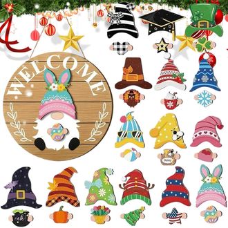 Generic GNOME Willkommenszeichen - austauschbares Design mit Magnetst&uuml;cken | Halloween GNOME Willkommenszeichendekor | F&uuml;r Heimatt&uuml;r, Garten und saisonale Par