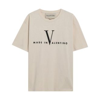Valentino Garavani Baumwoll-T-Shirt mit Made-In-Print - - Tops - Herren - Beige - L