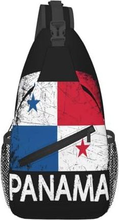 Generic Drapeau Panam&eacute;en Vintage Panama Sac &Agrave; Bandouli&egrave;re D&eacute;contract&eacute; Sling Bag L&eacute;ger Sac Banane Pour Randonn&eacute;e Homme Femme