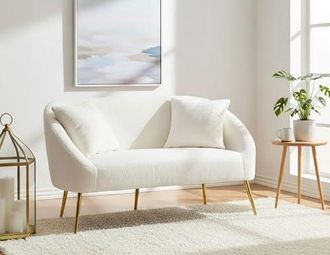 Dmora 2-Sitzer Sofa Javari 137x69x79 cm Wei&szlig;, inkl. Kissen