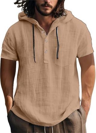 Generic sweatshirts pour hommes & sweatshirts New Europe And The States Cotton And The States Cotton And Linen Shirt Hooded Sweater Hooded Sleeve Short Hooded