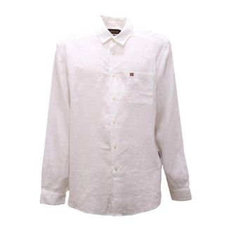 Napapijri Leinenhemd Bright White Creton Stil - - Shirts - Herren - Wei&szlig; - XL