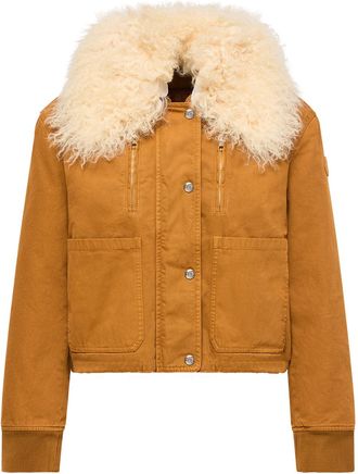 Moncler Moncler Doudoune Courte &Agrave; Bordure En Shearling Gravio, Femme, Jaune, Taille: 00