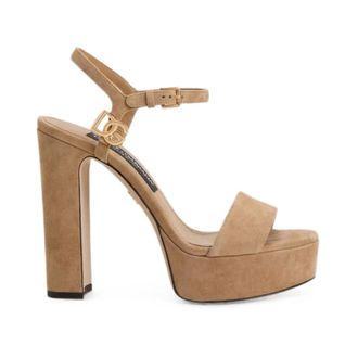 Dolce & Gabbana Femme, Chaussures, Beige, Taille: 38 1/2 EU Sandale plateforme Keira en daim