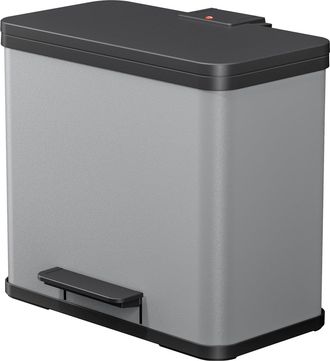 Hailo Eco duo L - Mülltrenner 2 x 14 Liter - 28 Liter - Soft Close Deckel - 2-in-1 Treteimer mit 2 Kunststoff Inneneimern - Mülleimer mit Pedal rechteckig -