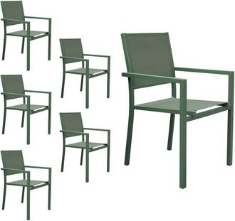 Happy Garden Happy Garden - 6er Set St&uuml;hle aus Aluminium in Salbeigr&uuml;n - Textilene in Salbeigr&uuml;n