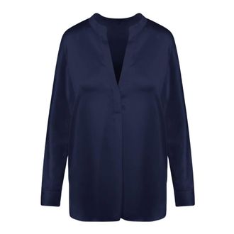 Vince Femme, Blouses et Chemises, Bleu, Taille: 42 FR Chemise en soie col V