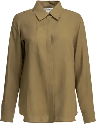 Max Mara Chemise en lin Mxmfalasco - Femme - Blouses et Chemises - Brun - Taille: 40 FR