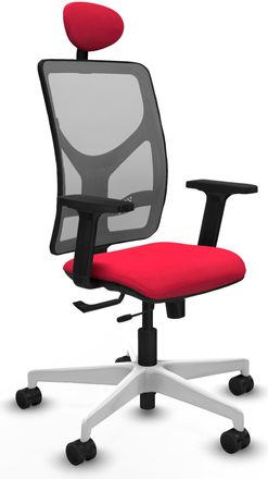 Piqueras y Crespo B&uuml;rostuhl, rot, mit 2D-Armlehnen, h&ouml;henverstellbarer Lendenwirbelst&uuml;tze und festem Kopfteil, ausgestattet mit Syncro/Traslack und Schneideschaum, Grau