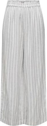 Only Onltokyo Hw Linen Blend Stripe PNT Noos Pantalon en Tissu, Blanc éclatant, XXL / 30L Femme