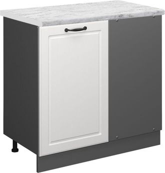 Vicco Eckunterschrank R-Line, Weiß Landhaus, 86 cm AP Marmor, Vicco