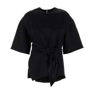 Nanushka G&uuml;rtel-Oberteil aus geknittertem Satin - - Tops - Damen - Schwarzk - M