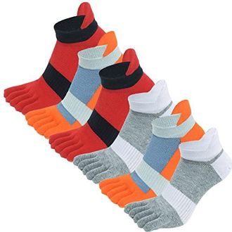 Feoya Chaussettes 5 Doigts Homme Sport 6 Paires Chaussettes à Orteils Séparés en Coton Socquettes Chaussettes de Course à Pied Homme Style A3 43-47