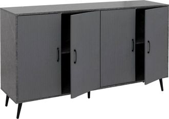 Hhg Neuwertig] Sideboard HHG 688, Kommode Schrank Highboard Anrichte, 3D-Design Melamin Holz, 88x150x40cm Marmor-Optik grau