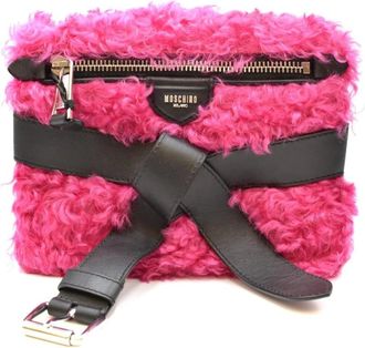 Moschino Femme, Sacs, Multicolore, Taille: ONE Size Teddy Belt Bag Fuchsia Shearling