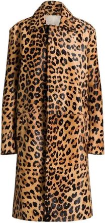 Alberta Ferretti Femme, Vestes, Brun, Taille: 42 FR Manteau en cuir &agrave; imprim&eacute; l&eacute;opard fa&ccedil;on poulain