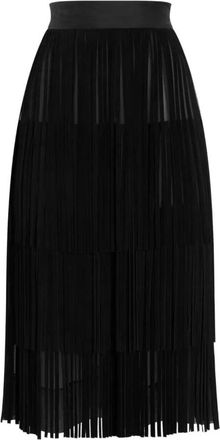Dolce & Gabbana Femme, Jupes, Noir, Taille: 38 FR Tiered Fringe Midi Skirt