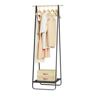 Woltu Portant Porte-vêtements en Fer, Portant à vêtements 54x40x141cm avec étagère de Stockage,Noir