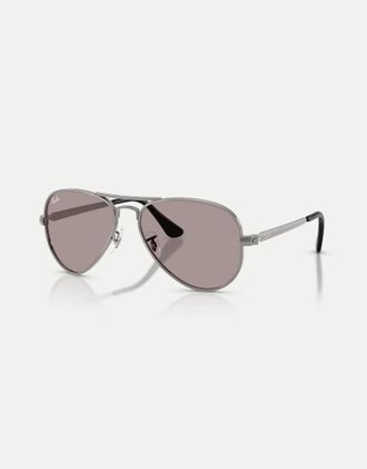 Ray-Ban Max - Lunettes de soleil aviateur &agrave; verres violets - Gris acier