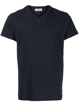 Jil Sander t-shirt à col v - Noir