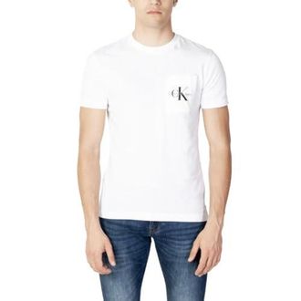 Calvin Klein T-Shirt Manches Courtes Homme Core Monologo Col Ras-du-Cou, Blanc (Bright White), L