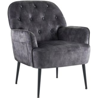 IntimaTe WM Heart IWMH Fauteuil Lounge, Chaise avec Dossier en Lin Doux &agrave; Boutons, Canap&eacute; simple avec pieds en m&eacute;tal adapt&eacute; au salon, chambre &agrave; coucher, bureau - Beige