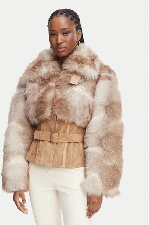 Elisabetta Franchi Pelzmantel GB-02A-66E2-V1300 Beige Slim Fit