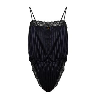 Versace Body aus Jacquardseide mit Spitzendetails - - Tops - Damen - Schwarzk - XL