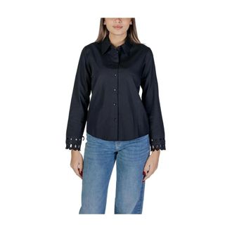 Jacqueline de Yong Jacqueline de Yong, Femme, Blouses et Chemises, Noir, Taille: 34 FR Eyelet Cuff Shirt