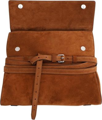 Moschino Womens Tie Me Bag Brown Leather Shoulder
